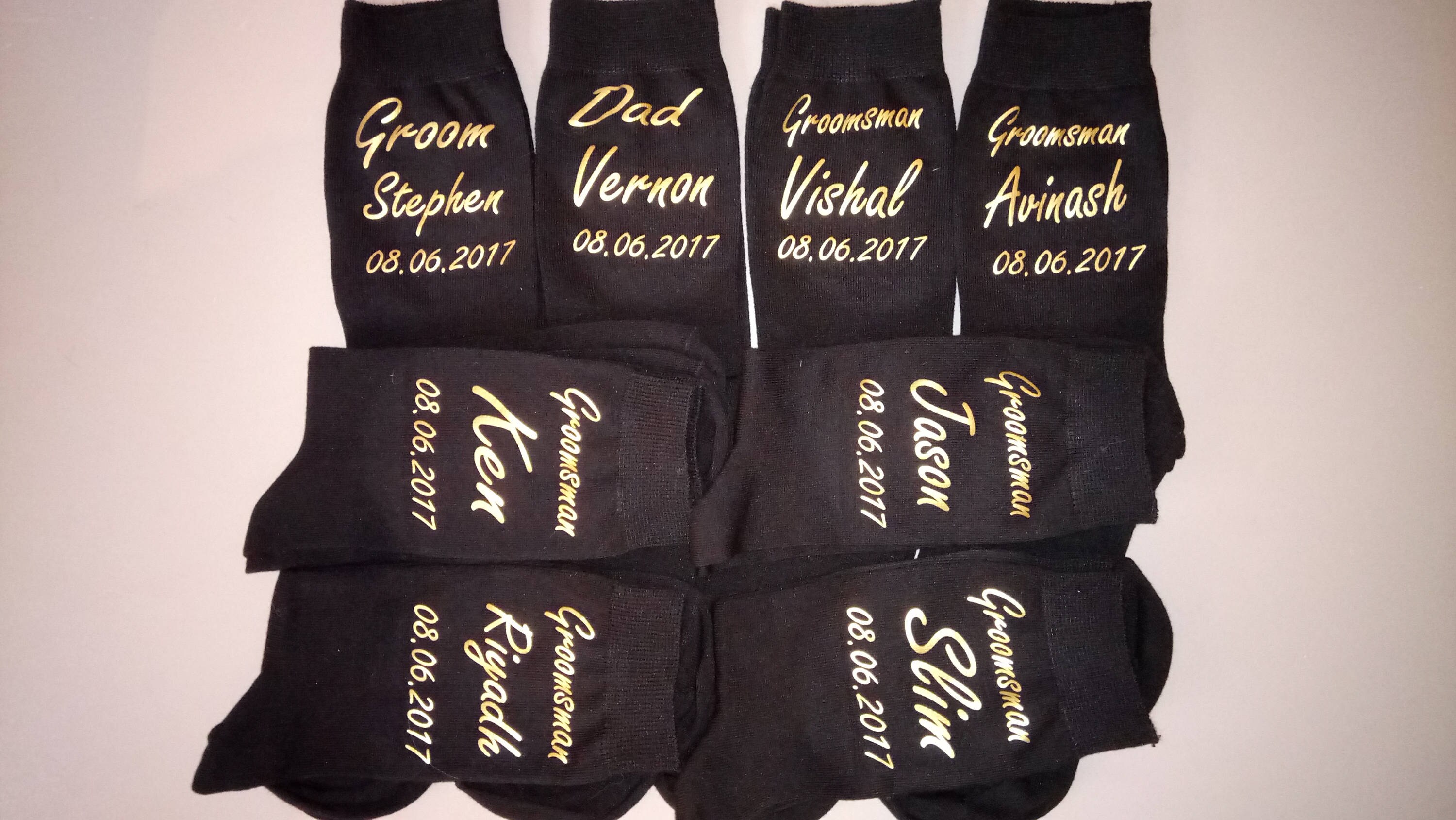 Personalised Wedding Socksiron on Decal for Socks Black | Etsy