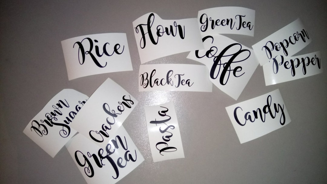 Set of 6 Custom Vinyl Kitchen Label Decal, Vinyl Name Decal, Name Decal ...