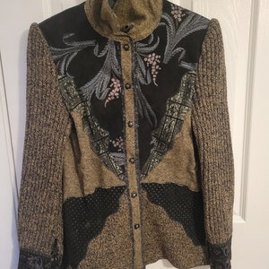 Vintage 1970s Roberto Cavalli for Crissa Floral Printed Suede ...
