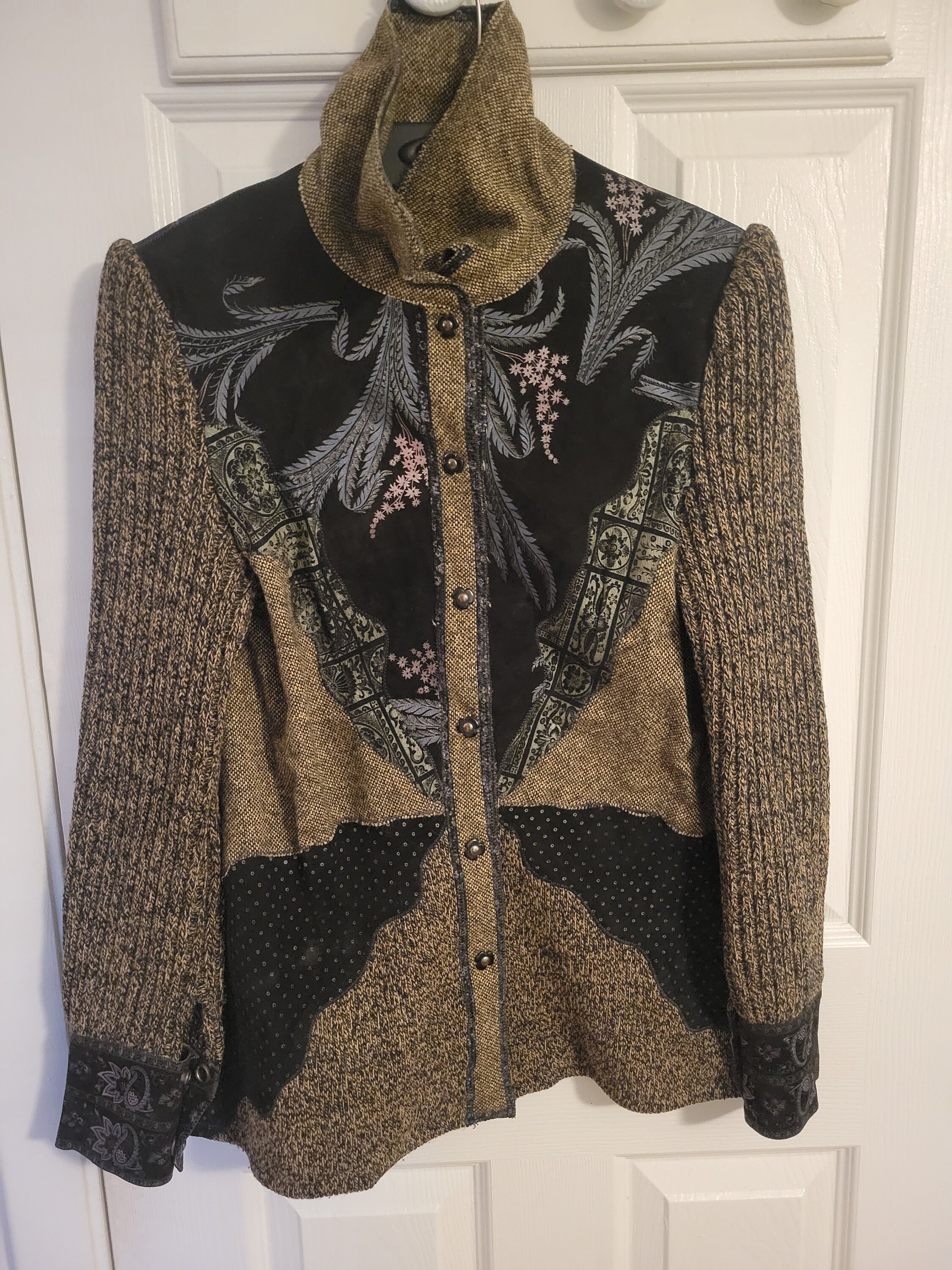 Vintage 1970s Roberto Cavalli for Crissa Floral Printed Suede ...
