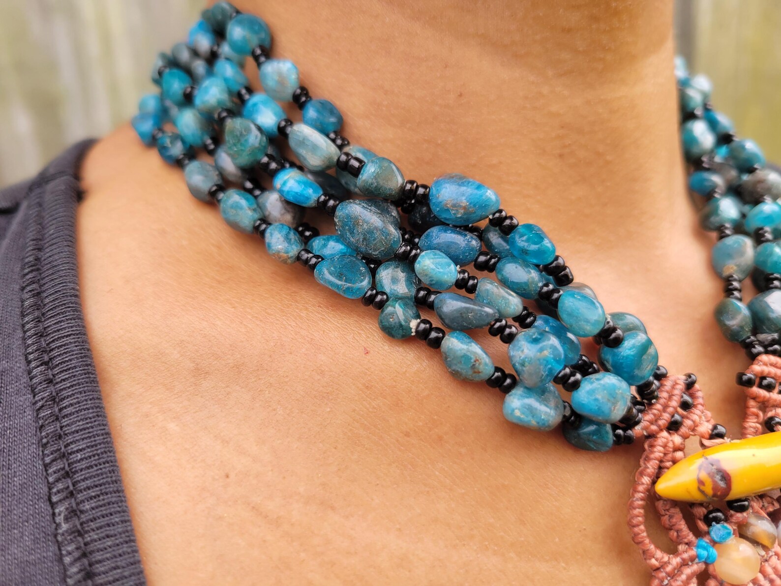 Ocean Heart Necklace – Nautilus Shell Pendant With Jasper Bar & Apatite ...