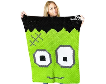 Frankenstein's Monster Horror Blanket C2C Crochet Graphgan Pattern - Etsy
