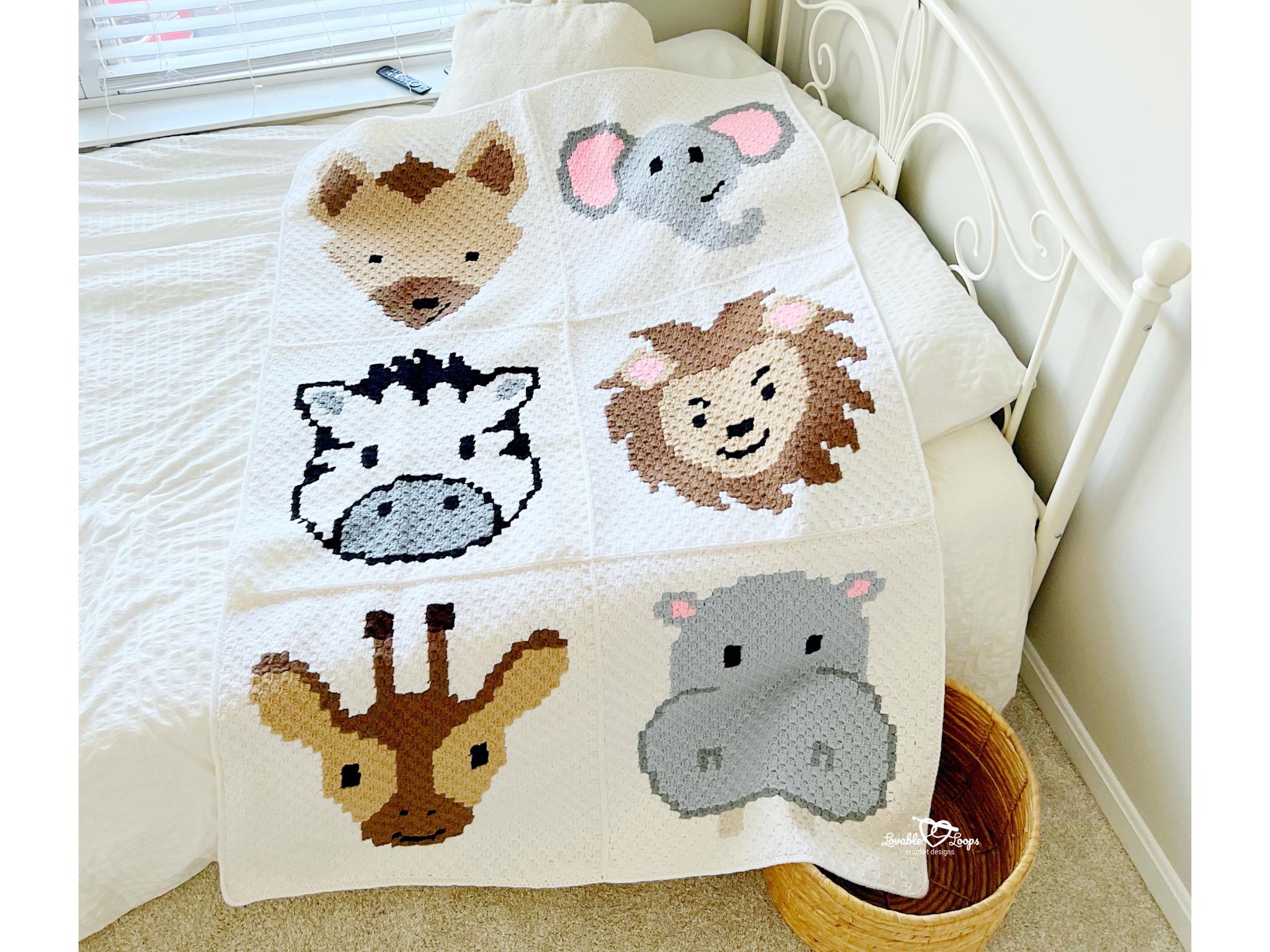 Safari Animal Crochet Blanket Pattern | C2C Jungle Blanket (digital ...