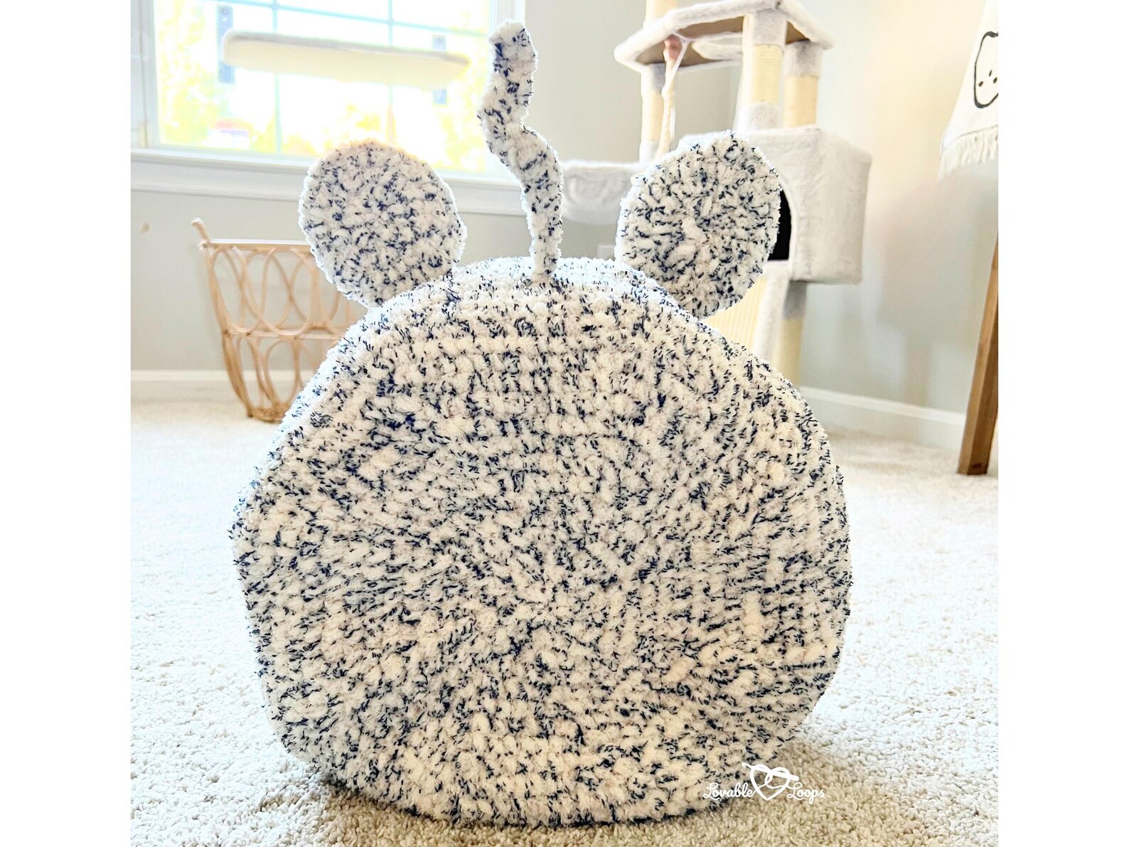 Crochet Cat Pod Pattern • Boho Mouse Ears Cat Bed, Cozy Pet House ...