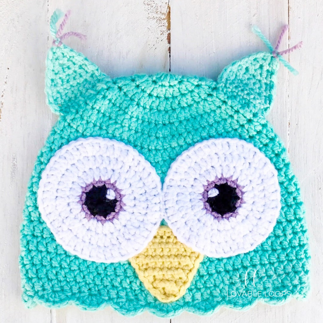 3 Sizes Owl Hat Crochet Pattern ONLY Crochet Owl Hat Pattern - Etsy
