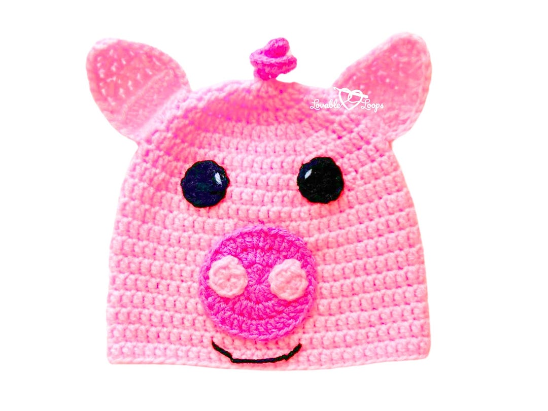 Pig Crochet Hat Pattern, Crochet Pattern Hat Pig, Pig Hat Pattern ...