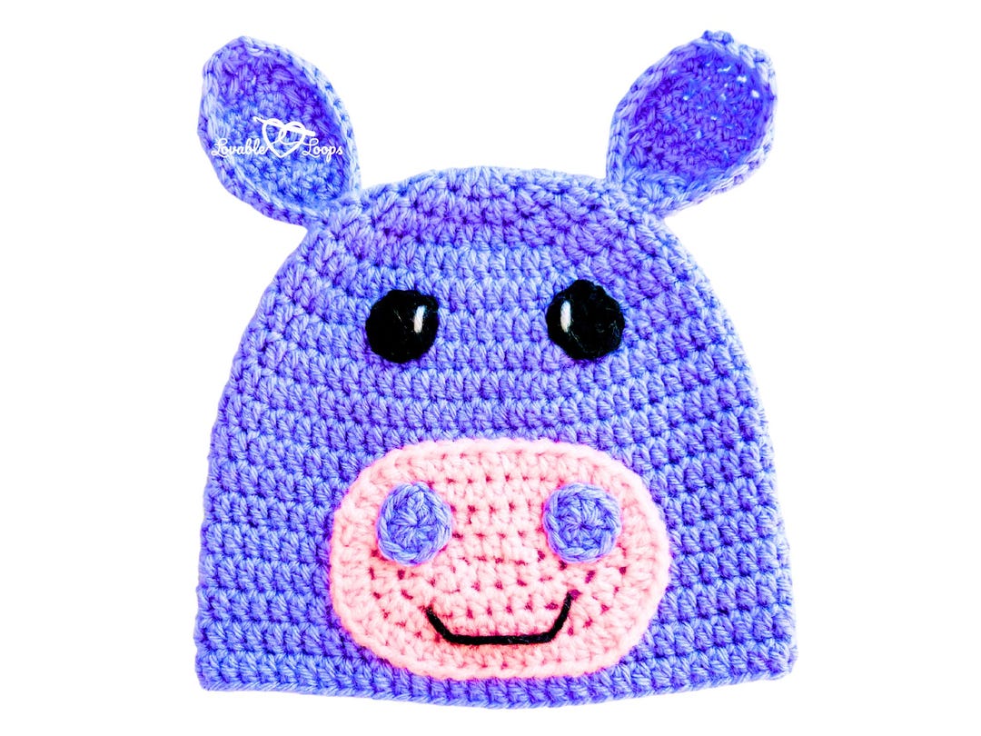 Hippo Crochet Hat Pattern, Crochet Pattern Hat Hippo, Hippo Hat Pattern ...
