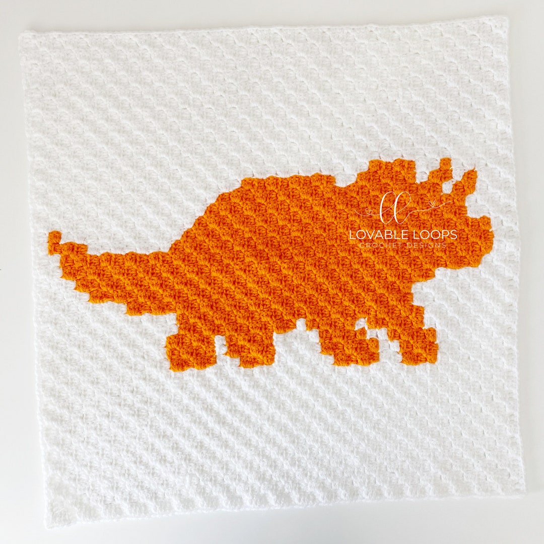 Dinosaur Crochet Pattern Corner to Corner c2c Triceratops Crochet ...