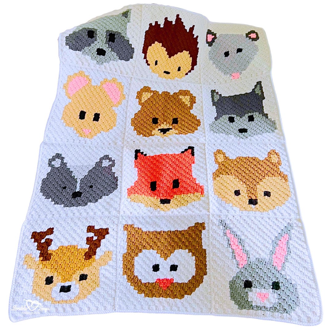 C2C Crochet Baby Blanket Pattern | Woodland Animals Blanket | Crochet ...