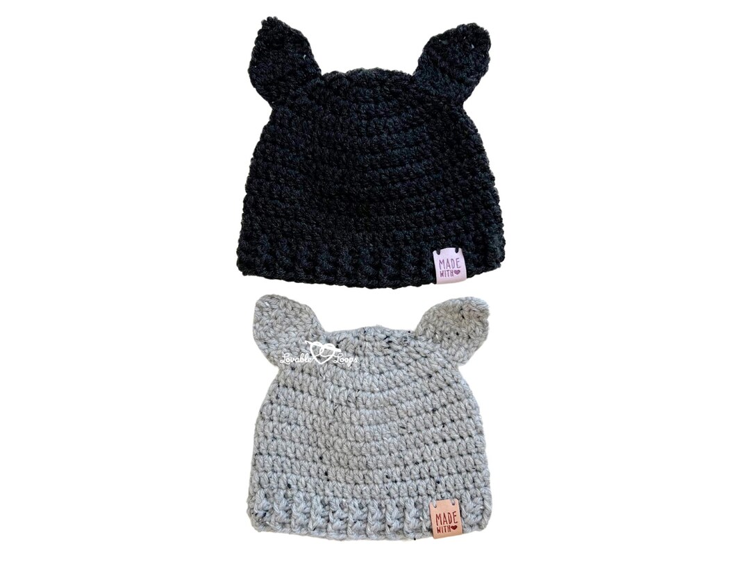 4 Sizes Crochet Baby Hat Pattern • Baby Hat Crochet Pattern • Black Cat ...