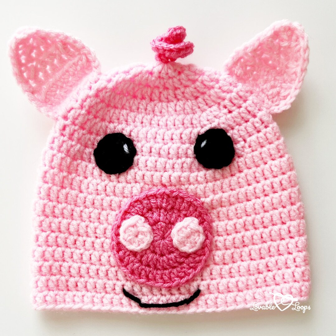Pig Crochet Hat Pattern, Crochet Pattern Hat Pig, Pig Hat Pattern ...