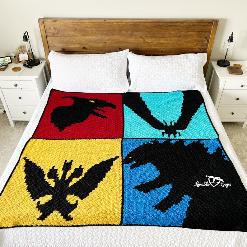 Godzilla Blanket Crochet Pattern | Godzilla, Rodan, Mothra and King ...