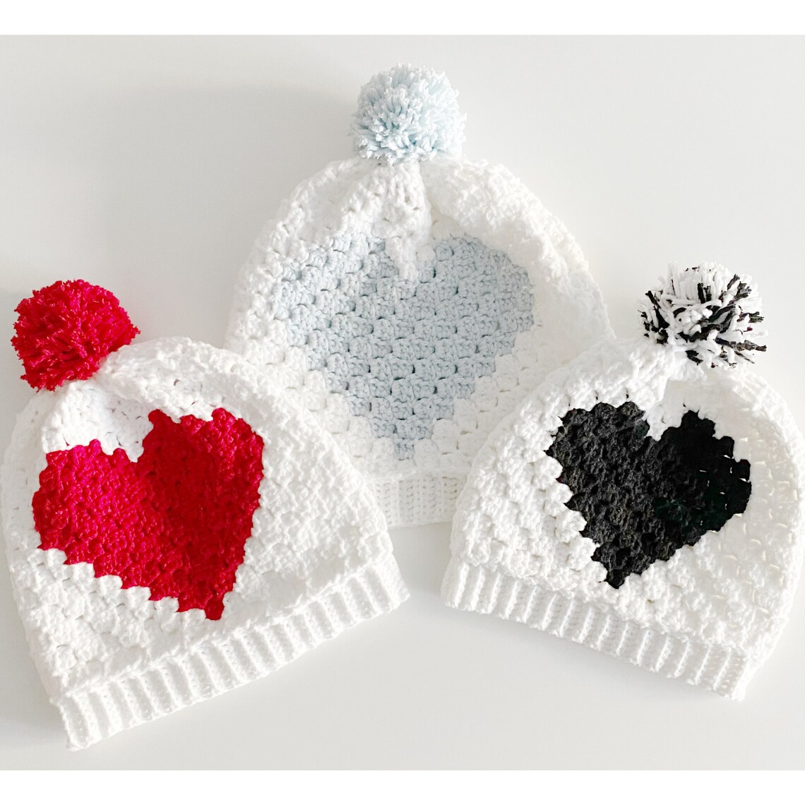 3 Sizes Heart Hat Crochet Pattern Corner to Corner c2c - Etsy