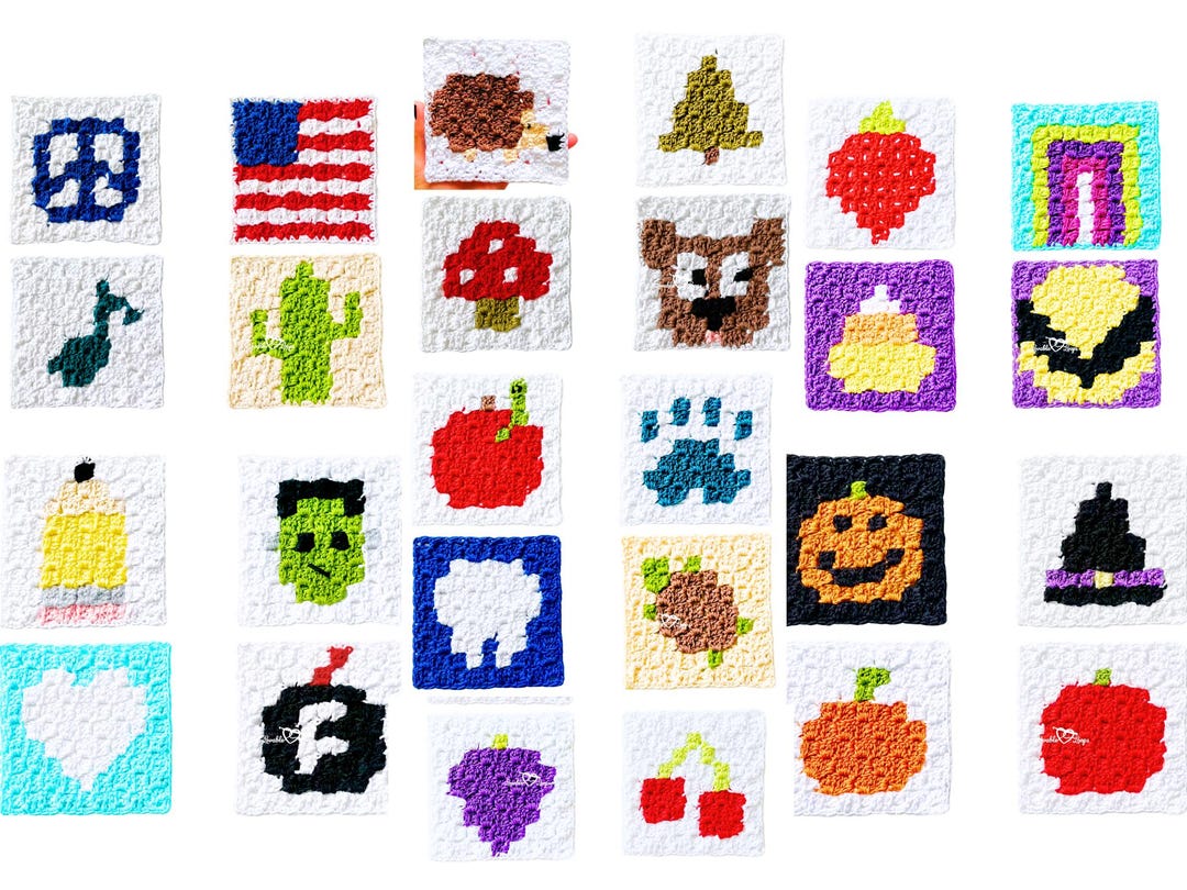 PATTERN BUNDLE: 26 Mini Crochet Squares • Crochet Square Pattern • C2C ...