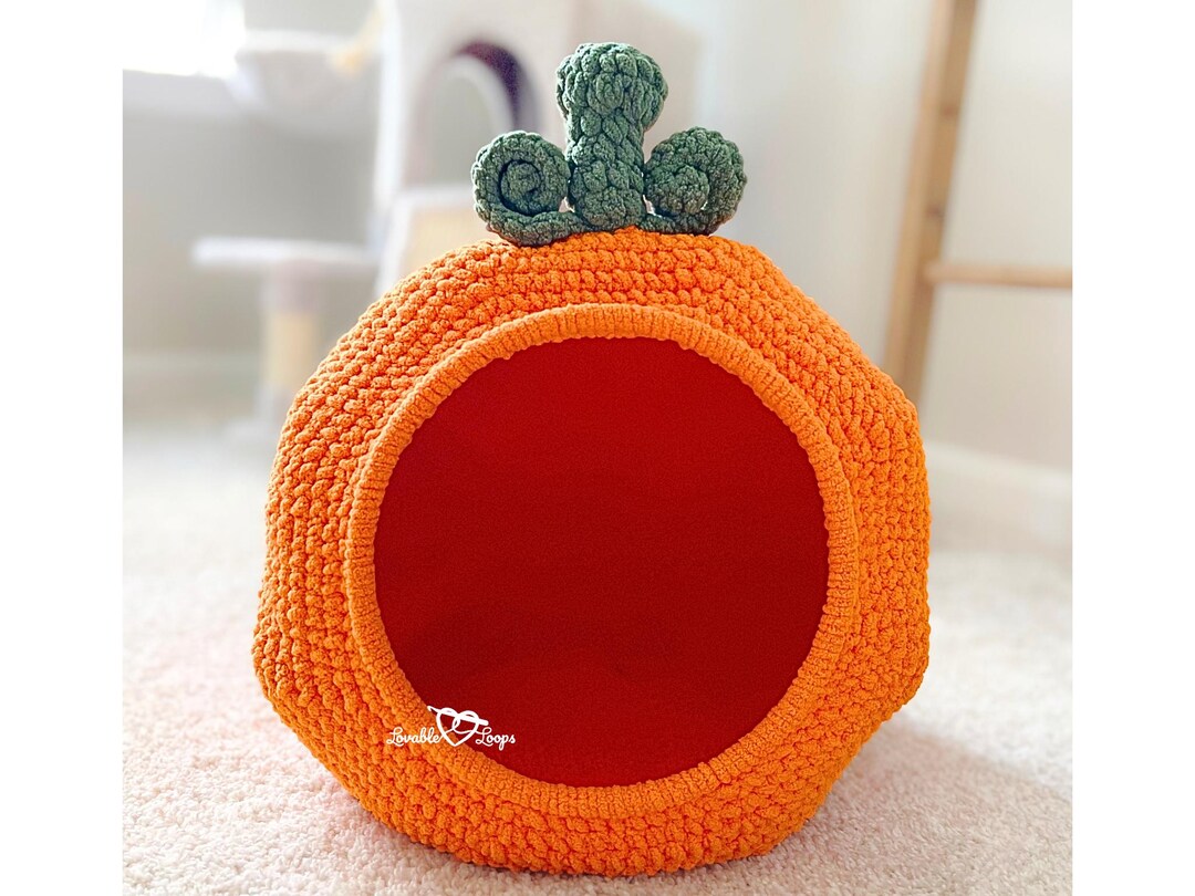 Pumpkin Crochet Cat Bed Pattern • Cozy Kitty Pod (digital Download) - Etsy
