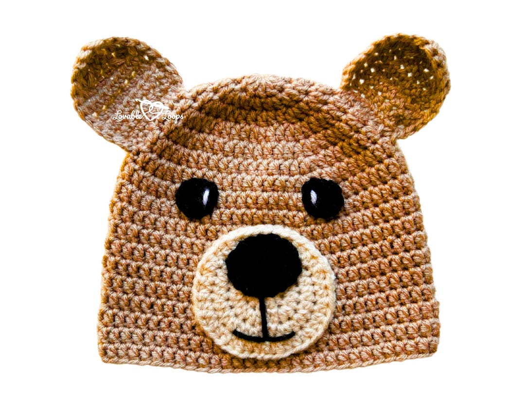 Bear Crochet Hat Pattern, Crochet Pattern Hat Bear, Bear Hat Pattern ...