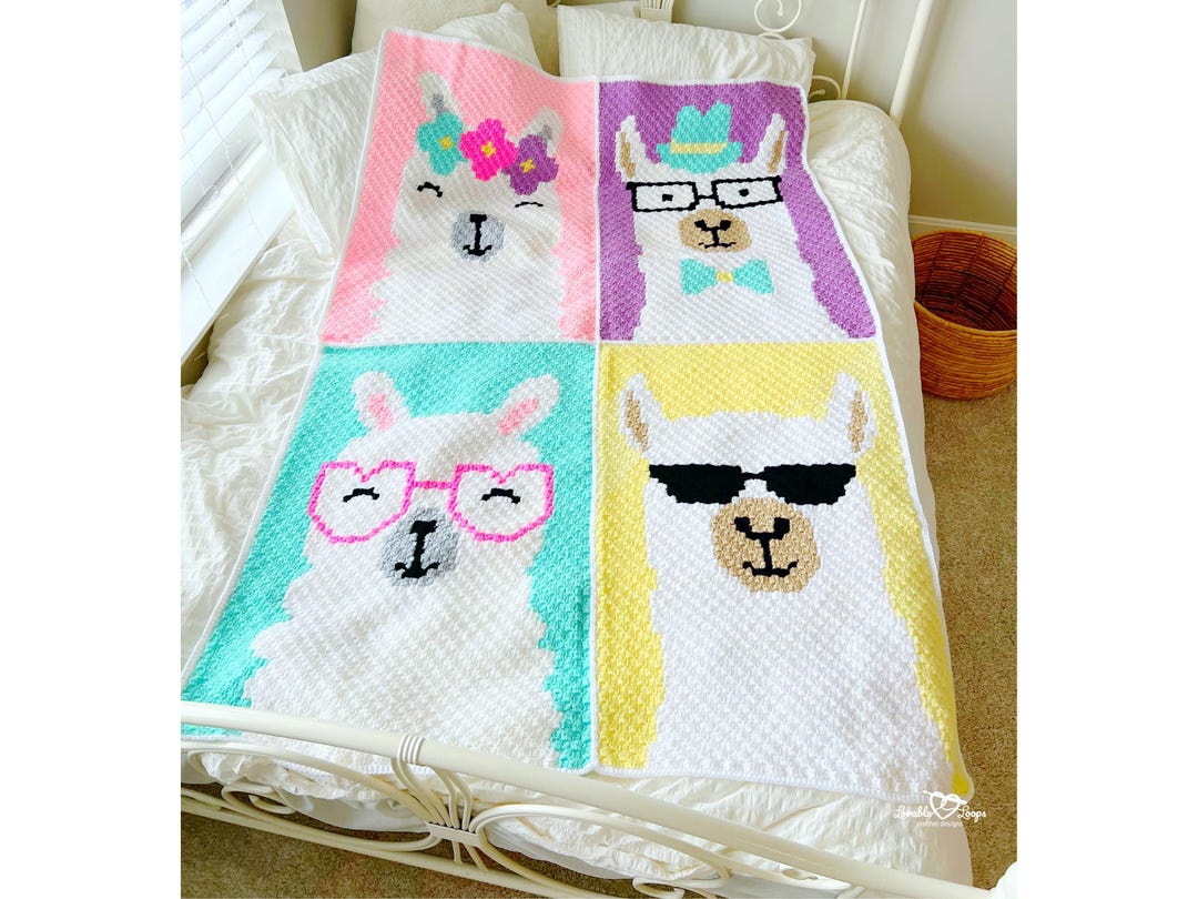 C2C Llama Blanket Crochet Pattern | Colorful Baby Afghan PDF | Corner ...