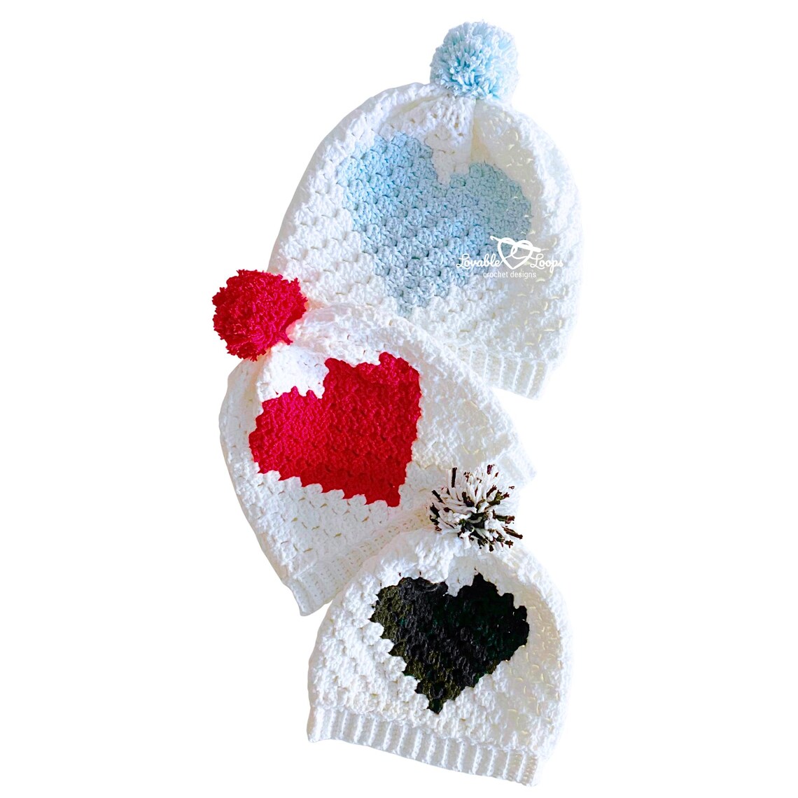 3 Sizes Heart Hat Crochet Pattern | Corner to Corner (c2c) Heart Hat ...