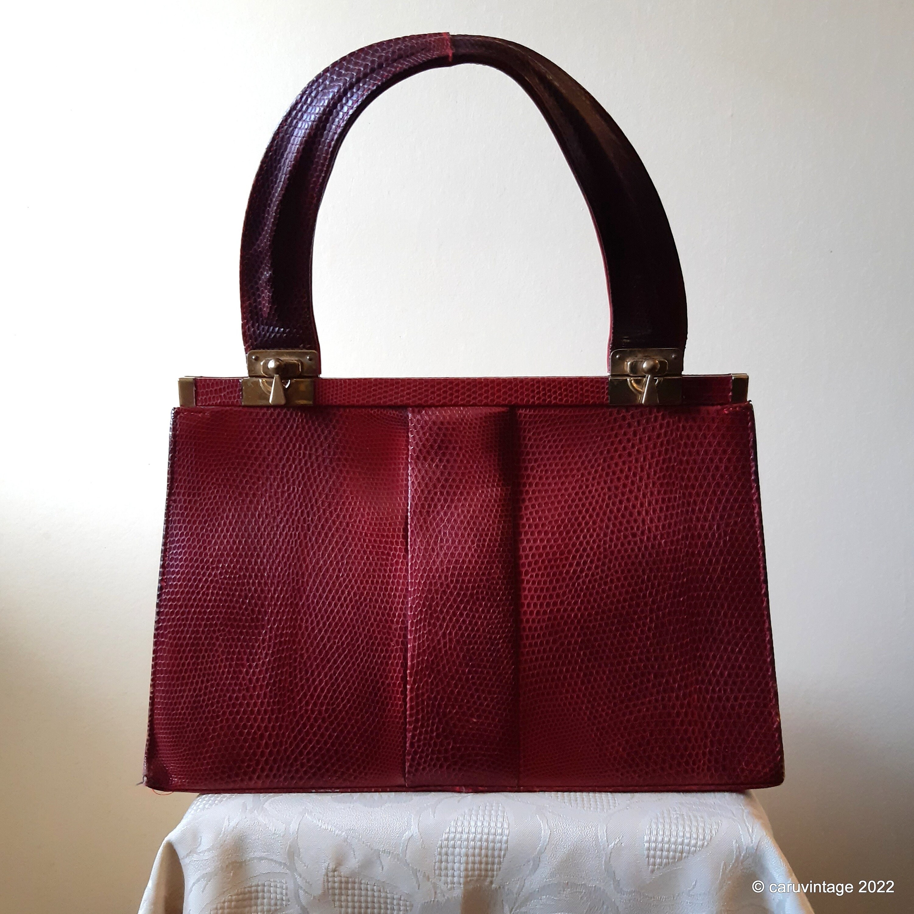 Vintage Jane Shilton Red Lizard Skin Handbag With Single Handle - Etsy