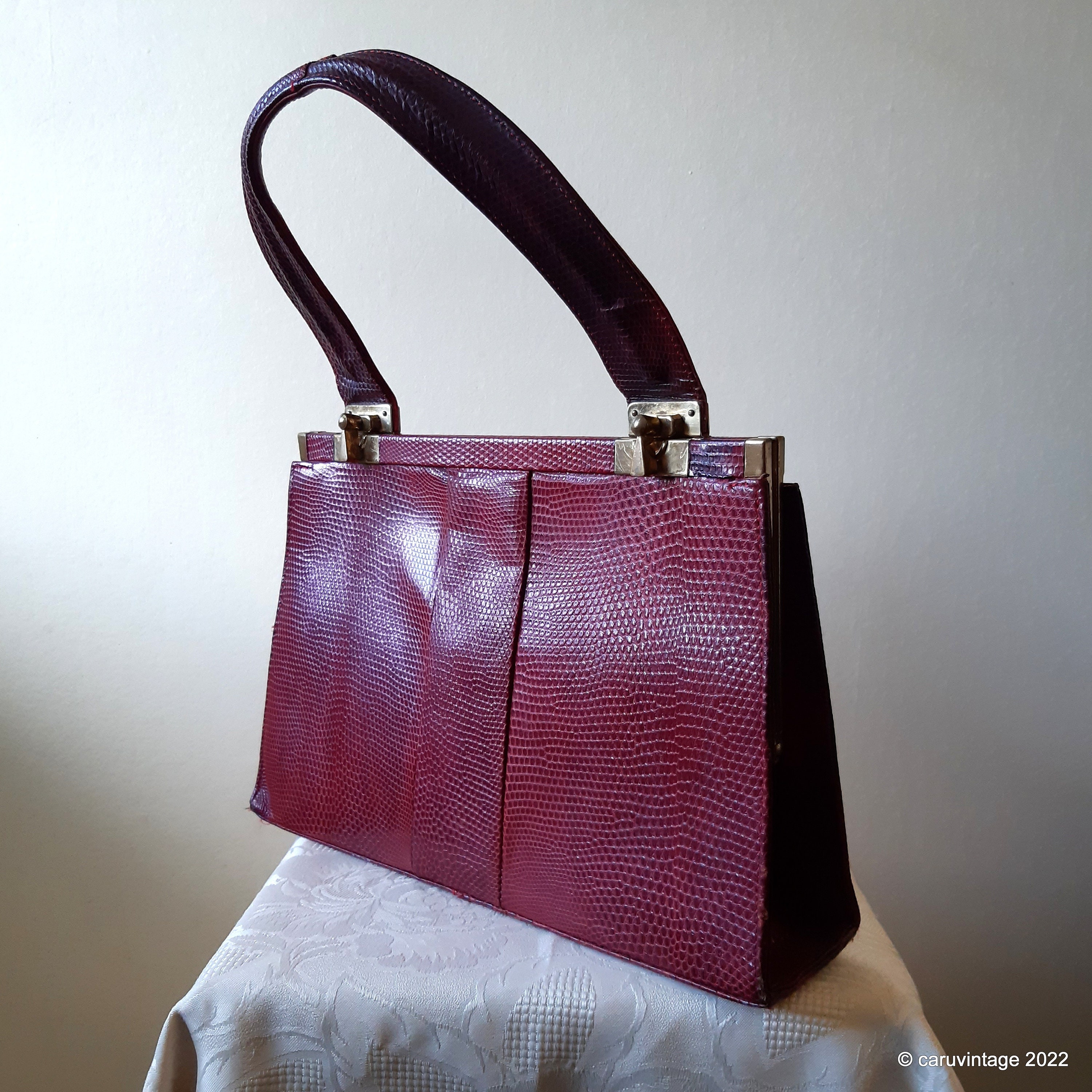 Vintage Jane Shilton Red Lizard Skin Handbag With Single Handle - Etsy