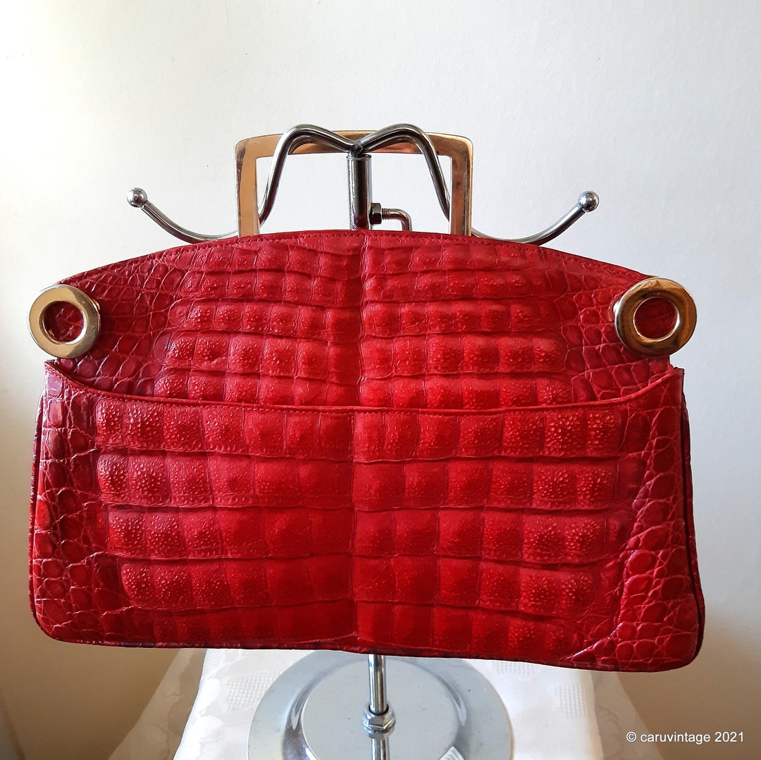 1950s/60s Comtesse Red Textured Leather Vintage Handbag - Etsy
