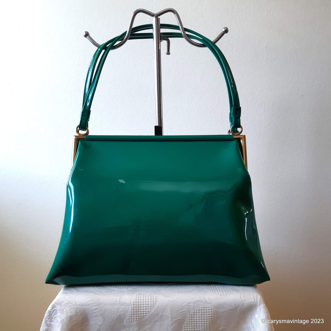 Goldpfeil Emerald Green Patent Vintage Handbag - Etsy