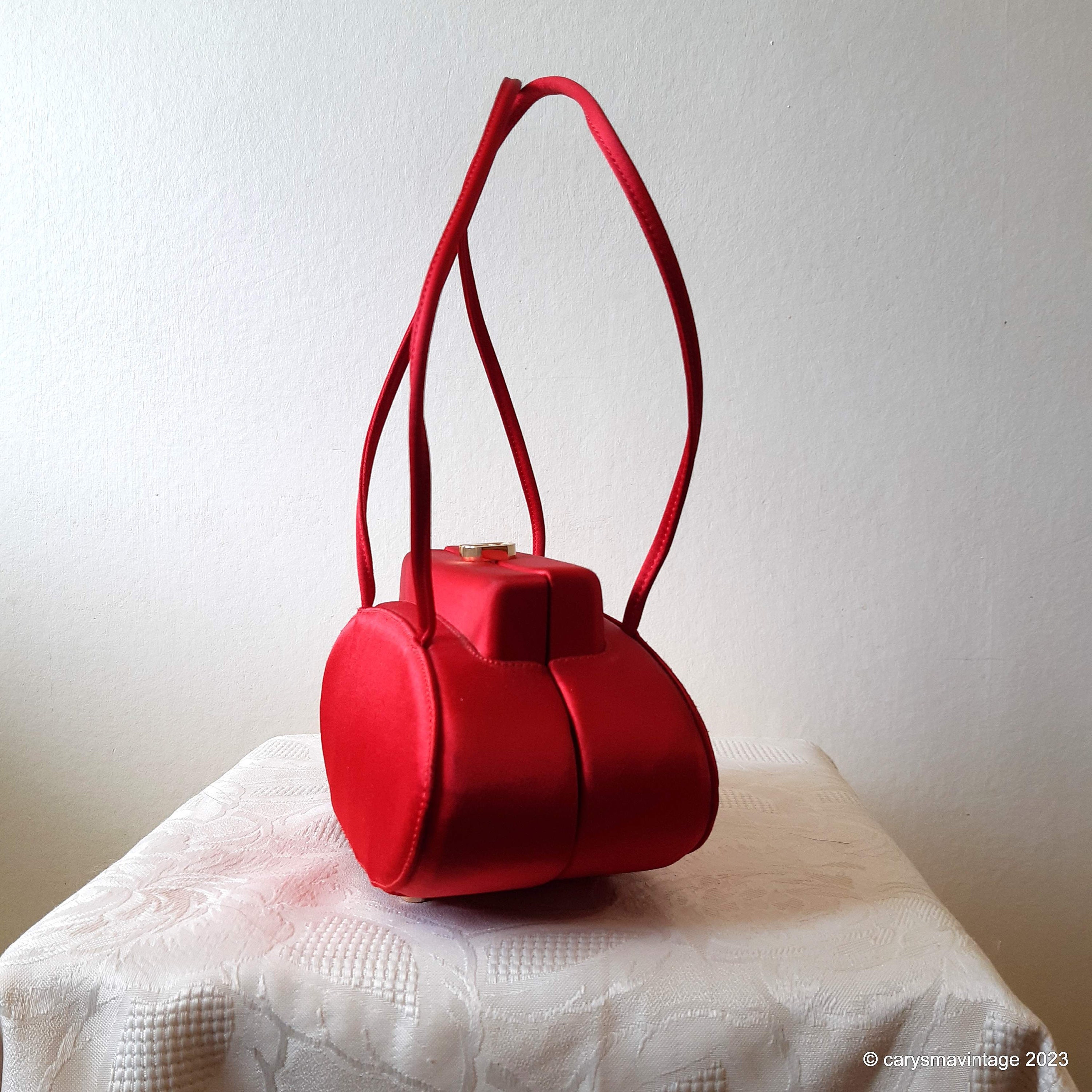 Vintage Rodo Red Silk Satin Rigid Boxy Handbag - Etsy