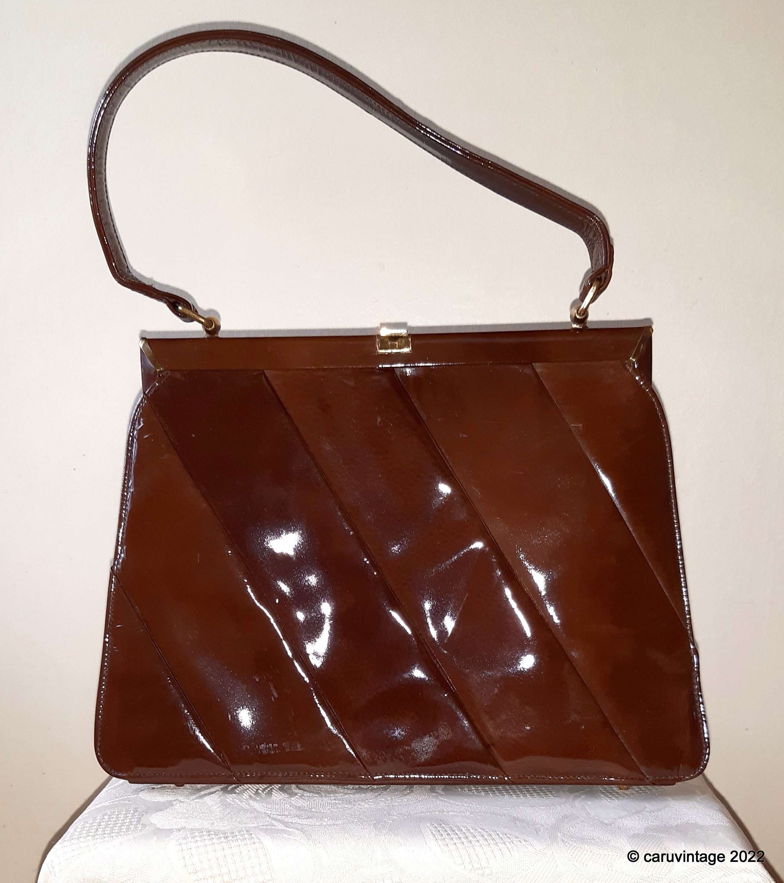 Lodix Rich Chocolate Brown Patent Leather Handbag - Etsy