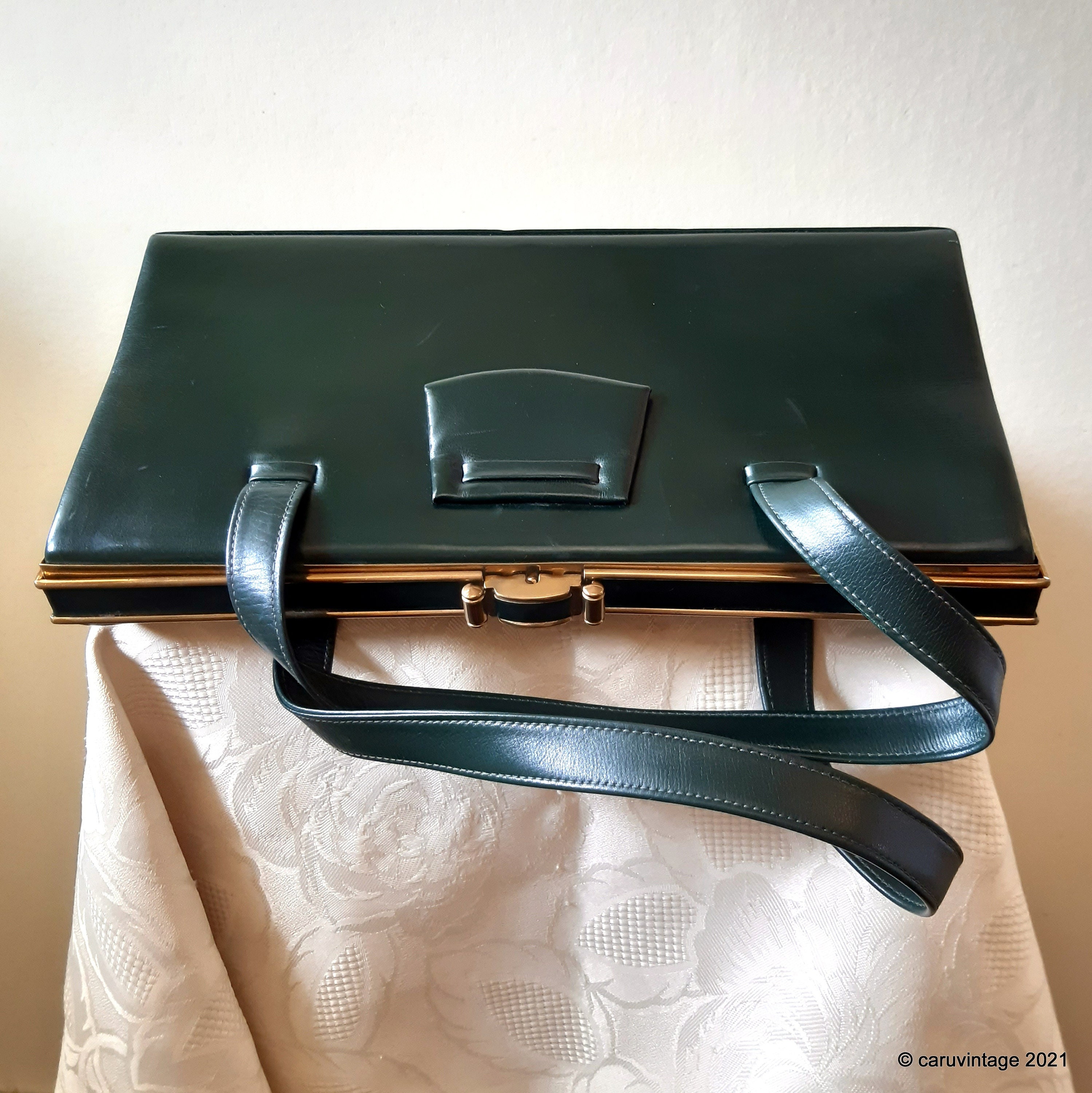Vintage Lodix, Handbags of Taste Deep Emerald Green Leather Classic ...