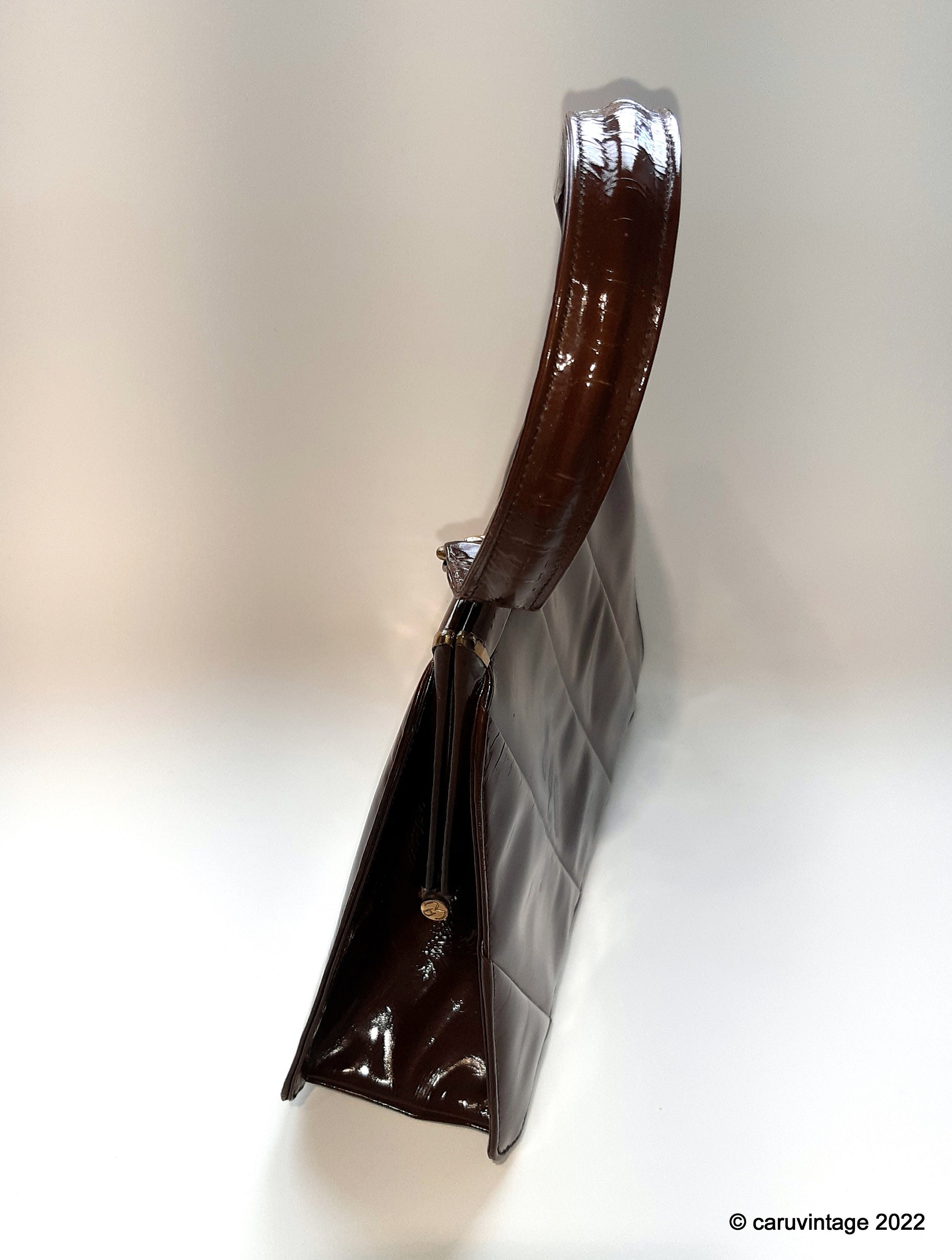 Lodix Rich Chocolate Brown Patent Leather Handbag - Etsy