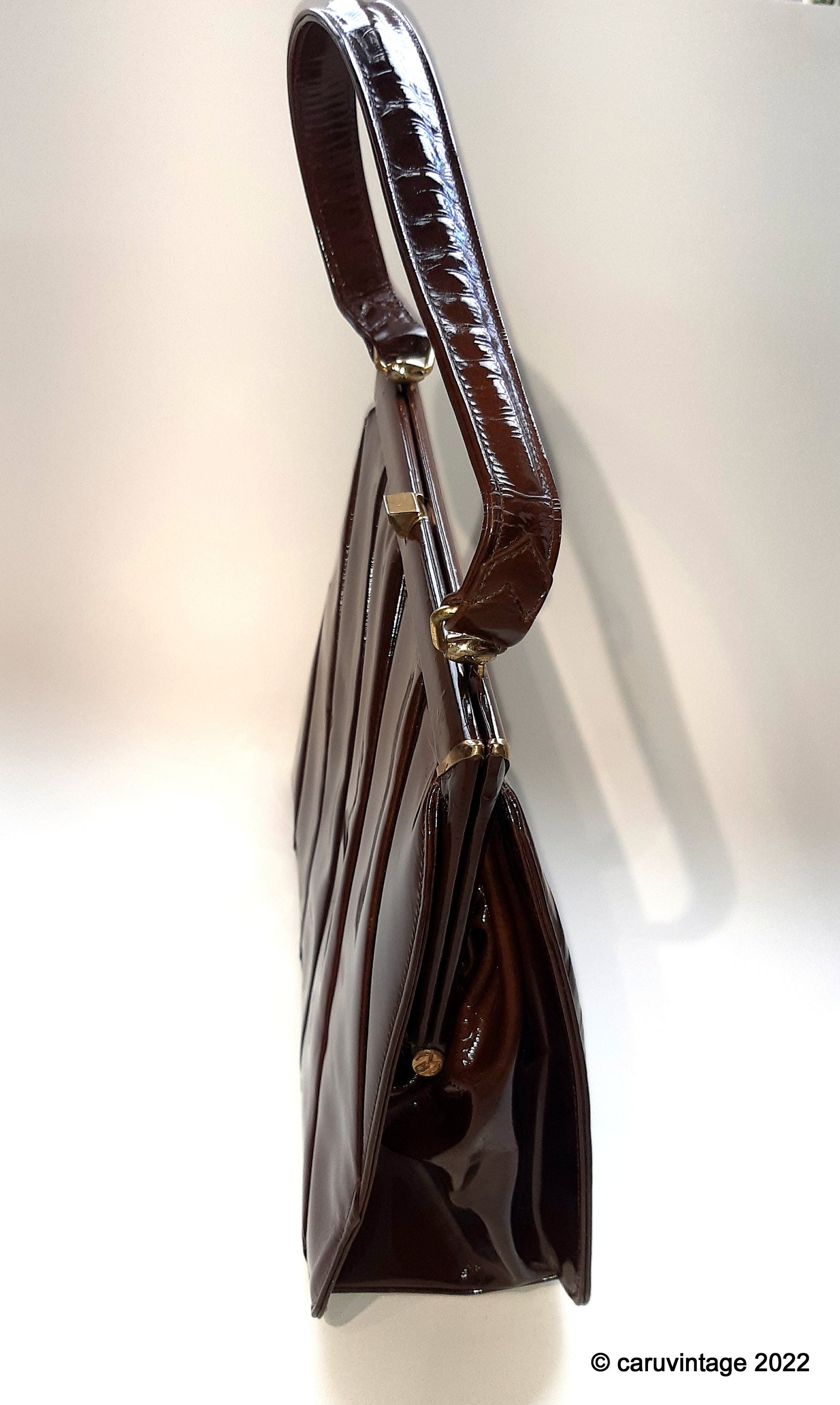 Lodix Rich Chocolate Brown Patent Leather Handbag - Etsy