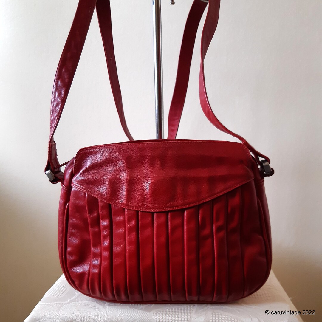 Vintage Enny Cherry Red Leather Shoulder or Cross Body Bag - Etsy