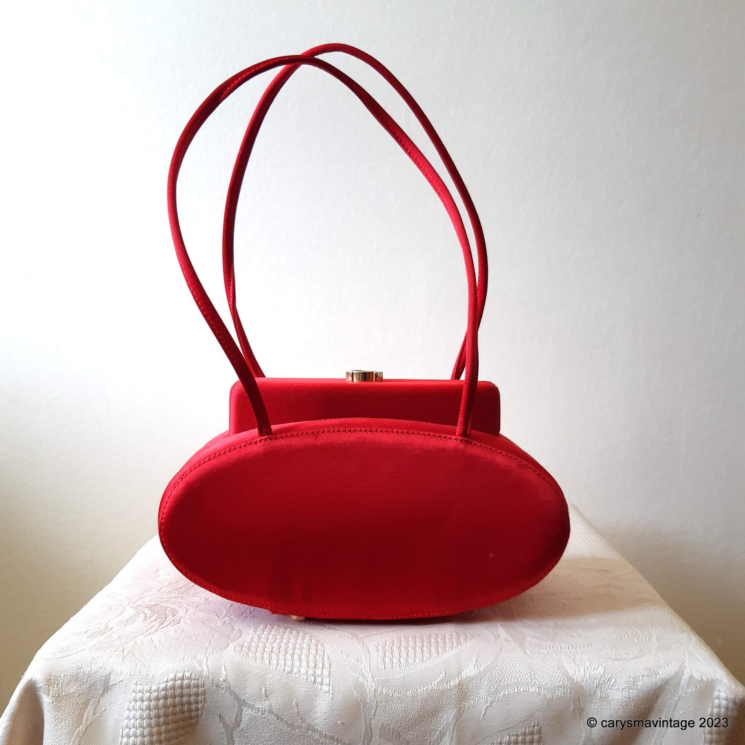 Vintage Rodo Red Silk Satin Rigid Boxy Handbag - Etsy