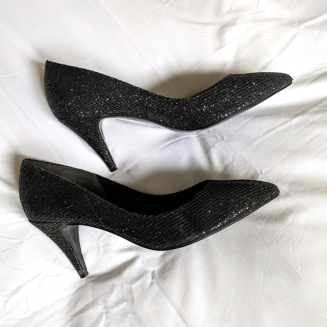 Vintage St. Michael marks and Spencer Black Glitter Court Shoes Size 6 ...