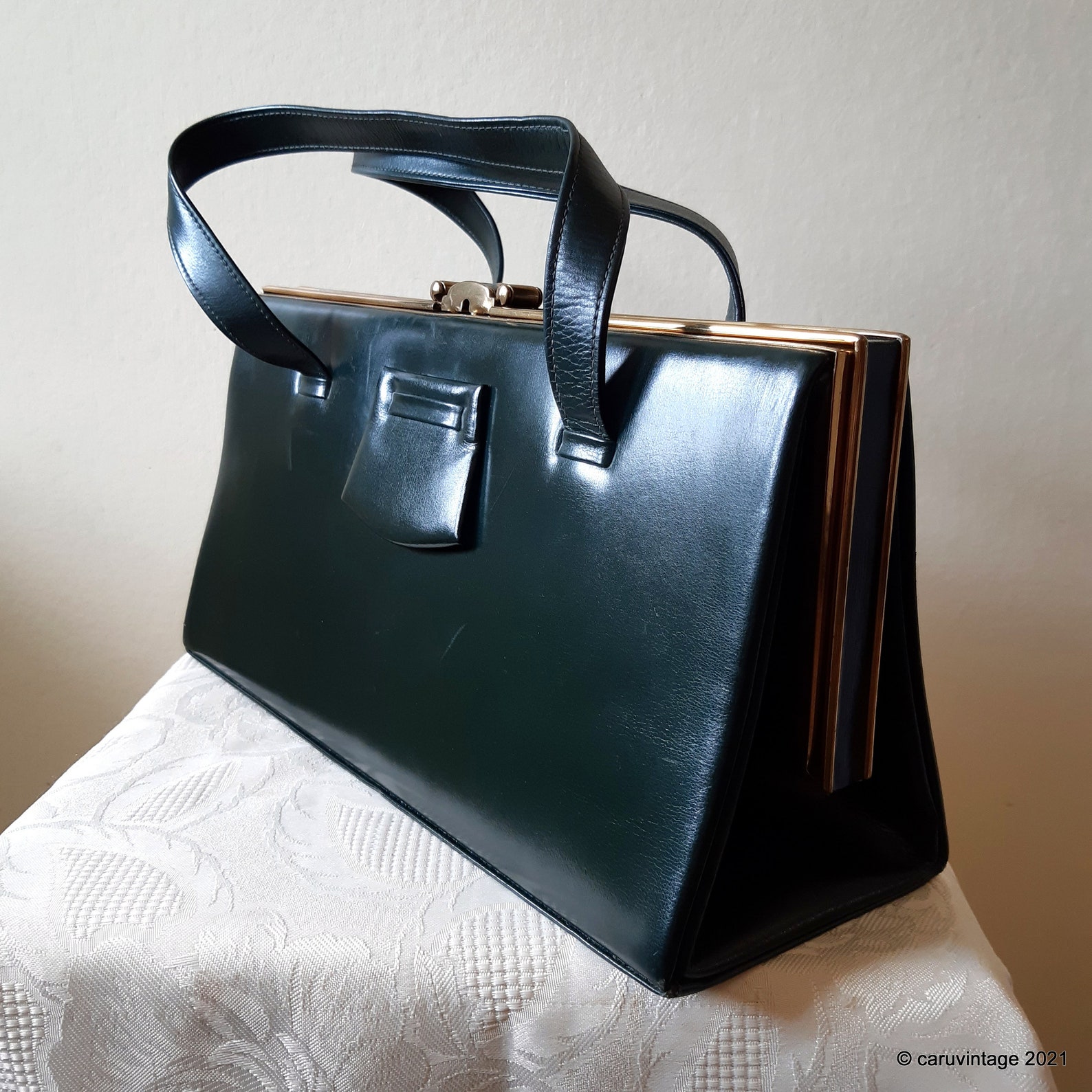 Vintage Lodix, Handbags of Taste Deep Emerald Green Leather Classic ...