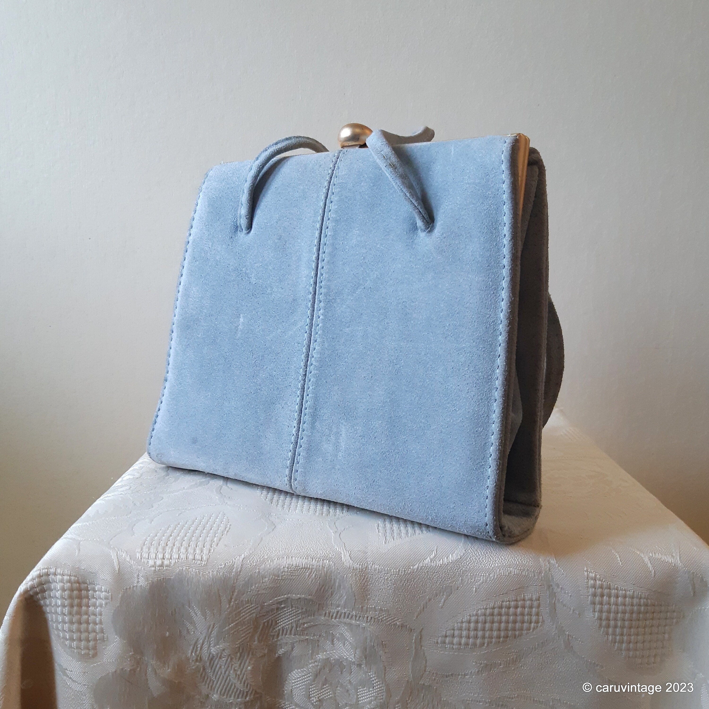 Salisburys Pale Grey/dusky Blue Suede Handbag - Etsy