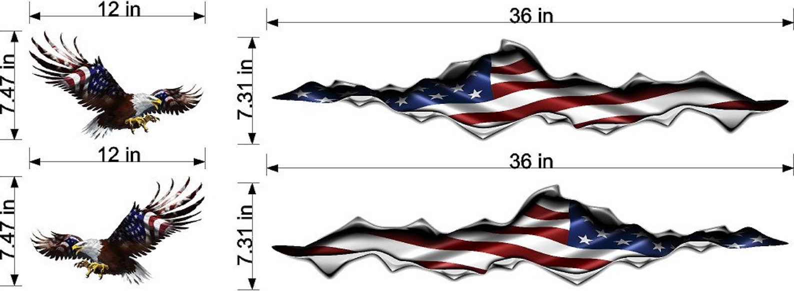 American Flag Eagle Tear Rip Vinyl Graphic Decal Set Golf Cart - Etsy