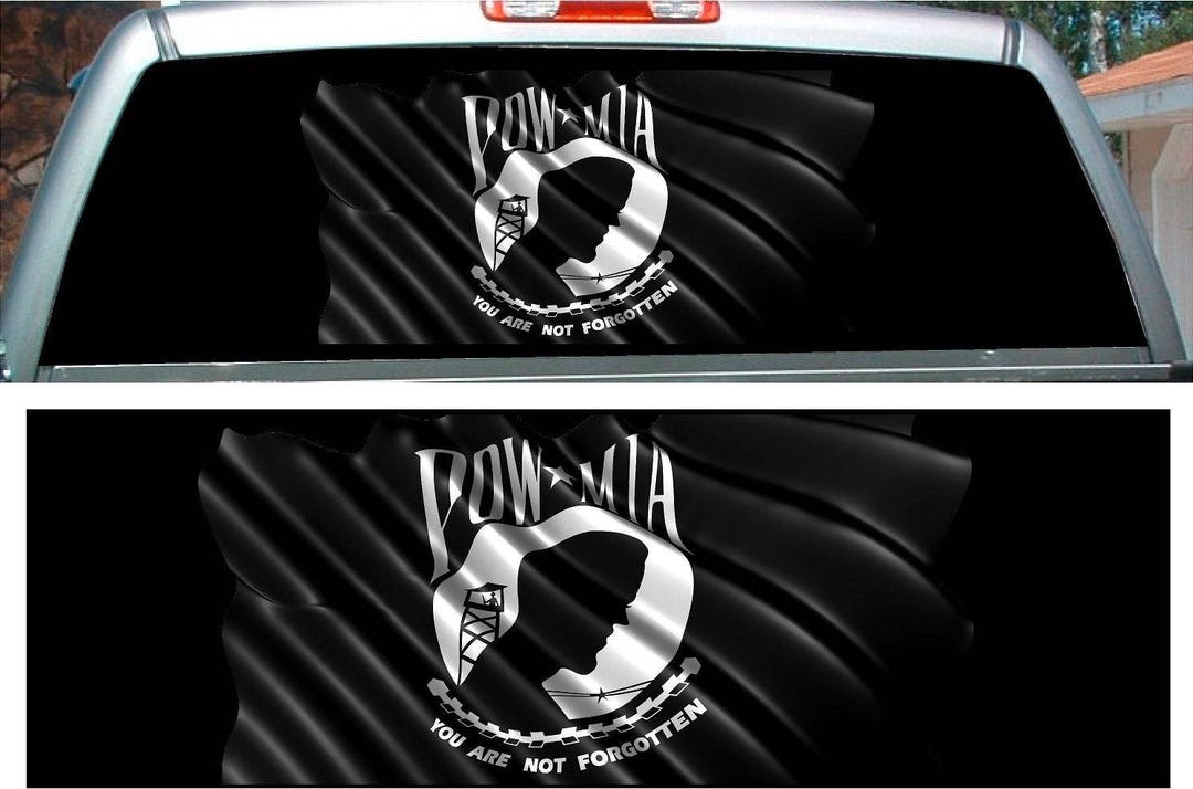 POW MIA Flag Black Mural Rear Window View Thru Vinyl Graphic Decal - Etsy