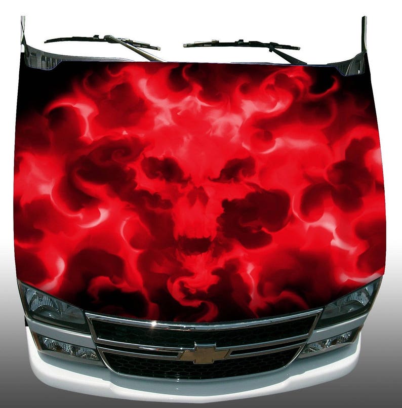 Red Flames Ghost Skull Fire Vehicle Hood Wrap Vinyl Graphic Decal - Etsy