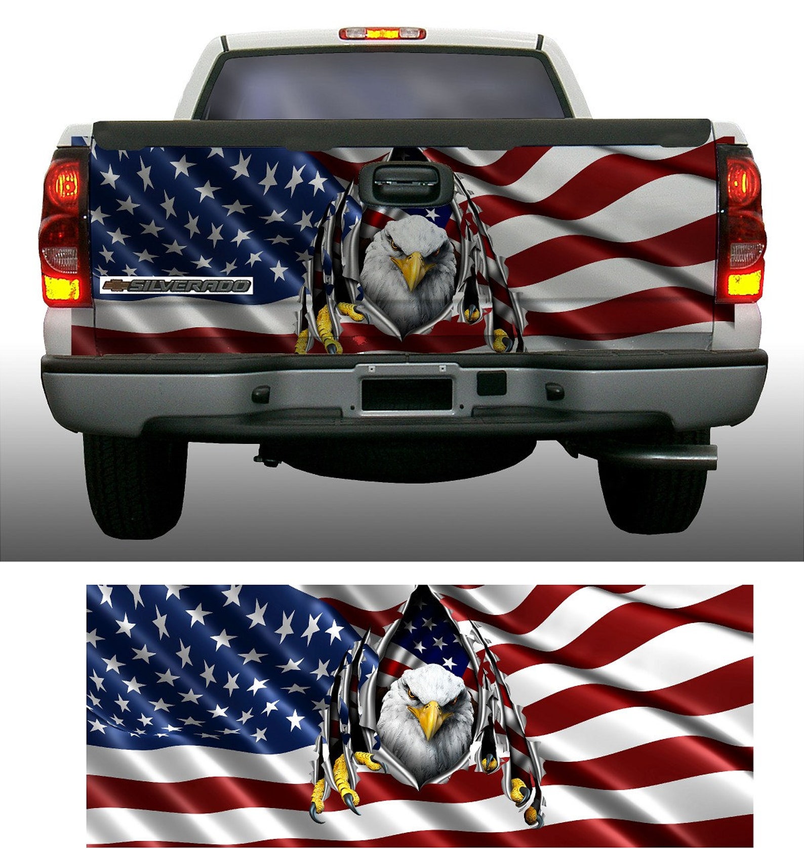 American Flag Eagle Rip Tailgate Wrap Vinyl Graphic Decal - Etsy
