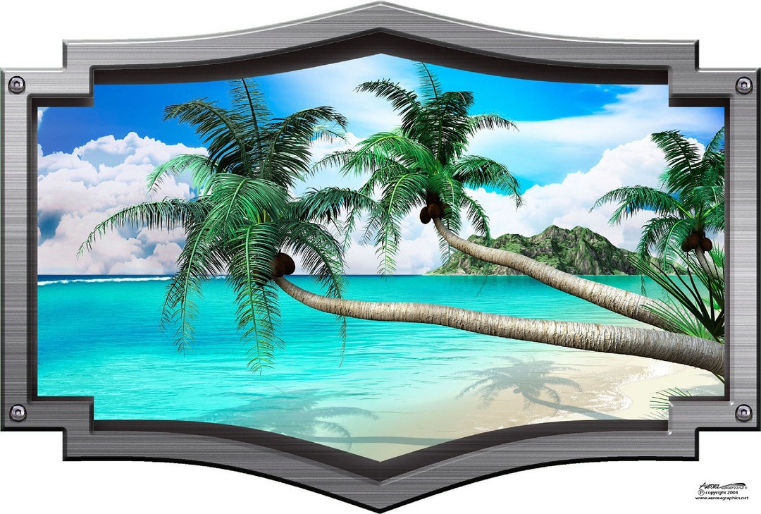 Beach Ocean Palm Tree Camper RV Motor Home Mural Vinyl Graphic Decal ...