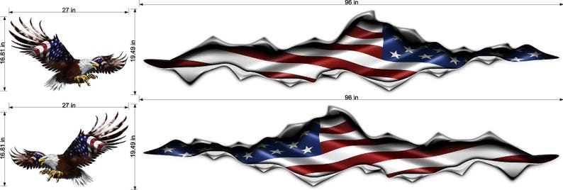 American Flag Eagle Tear Rip Vinyl Graphic Decal Set Truck Trailer Rv ...