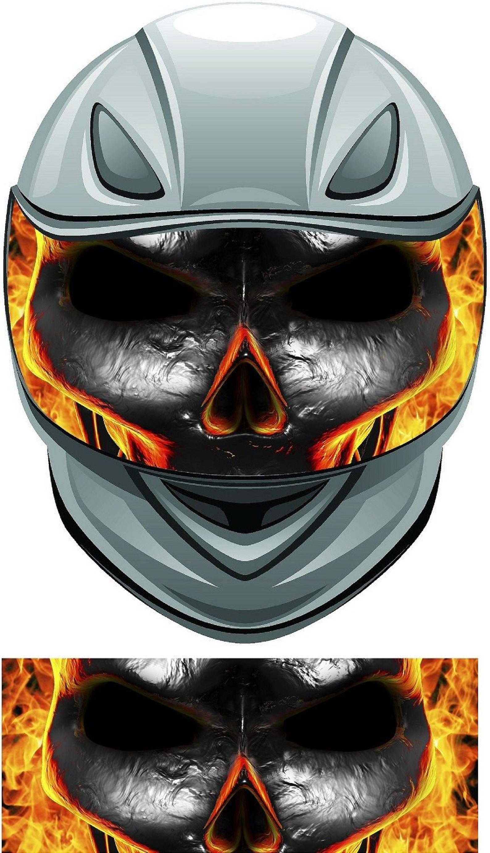 Molten Lead Skull Flames Fire Helmet Visor Wrap Tint Vinyl Graphic ...