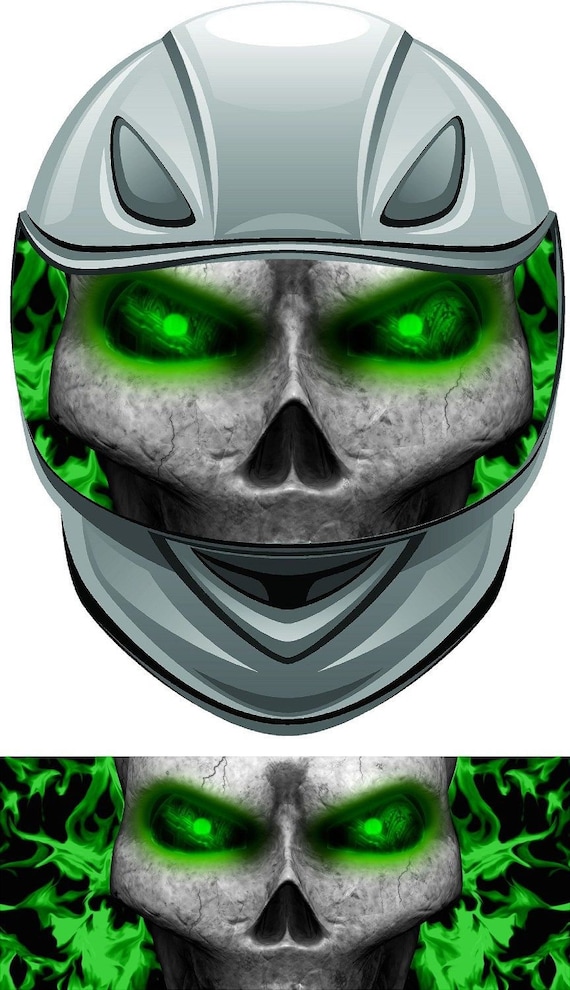 Bone Skull Green Flames Fire Helmet Visor Wrap Tint Vinyl | Etsy