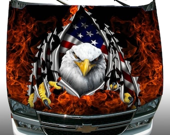 Flame Fire Eagle Tear Rip Hood Wrap Wraps Sticker Vinyl Decal | Etsy