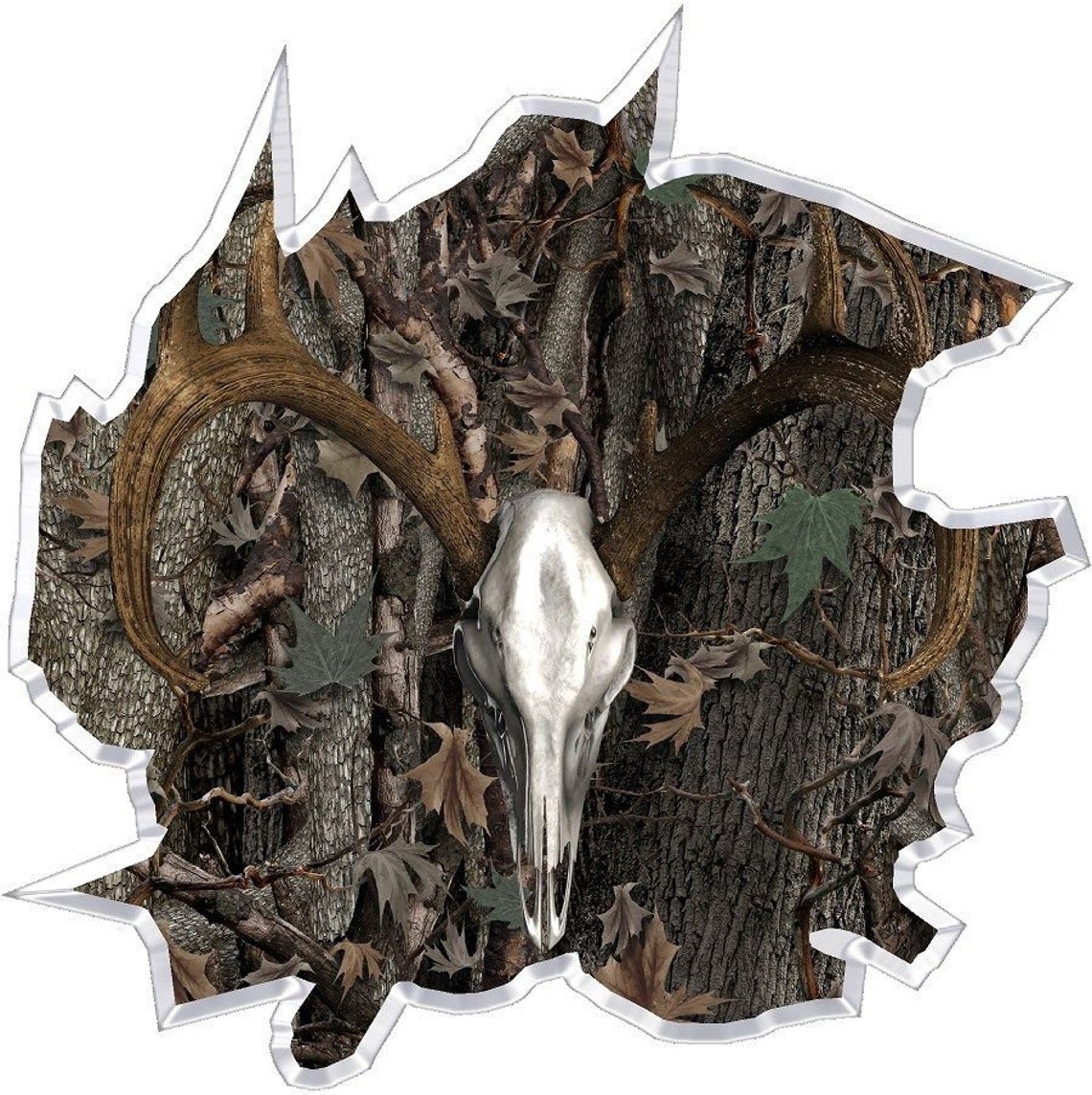 Ripped Oak Camouflage Deer Skull Hunting Cornhole Board Game Vinyl ...