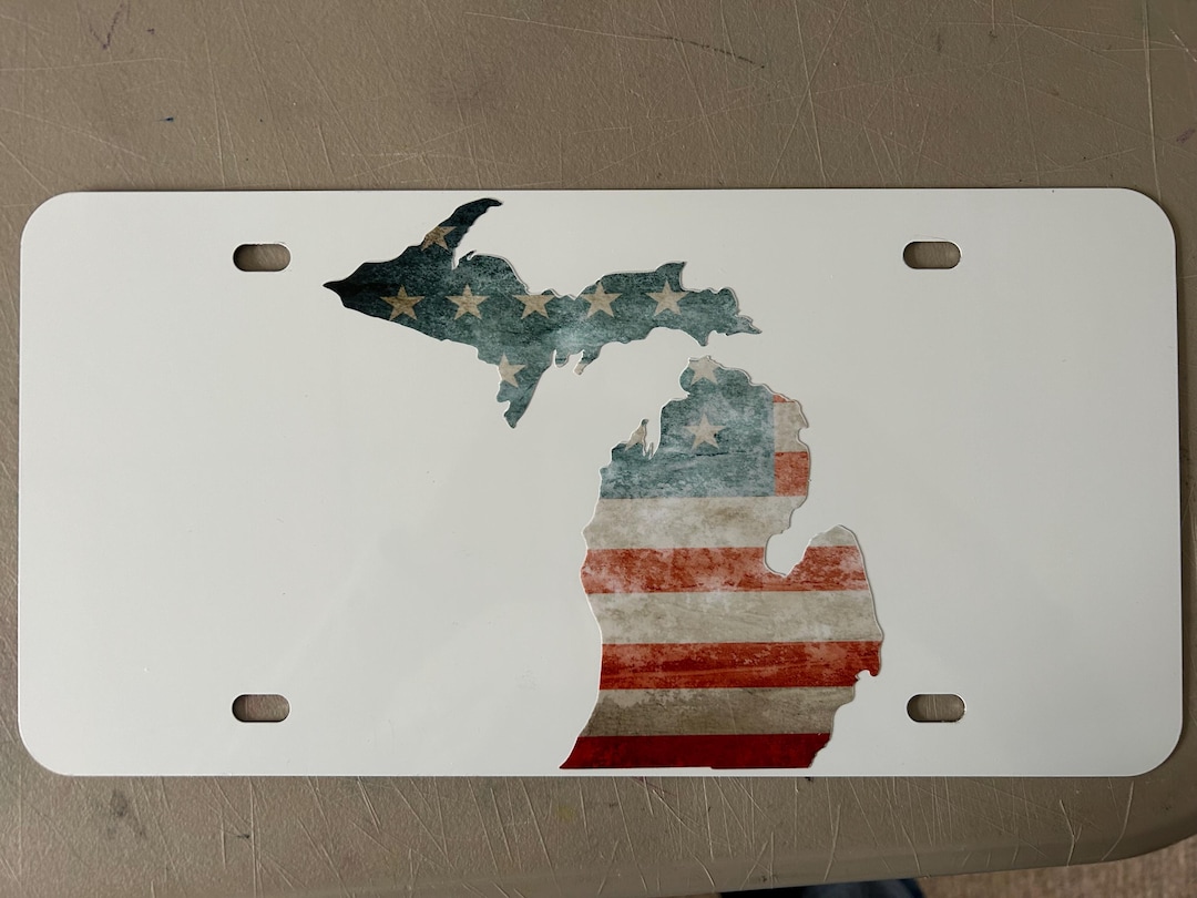Michigan Yooper American Flag Distressed Grunge License Plate - Etsy