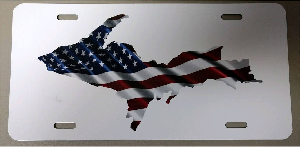 U.P. Michigan Upper Michigan Yooper American Flag License Plate - Etsy