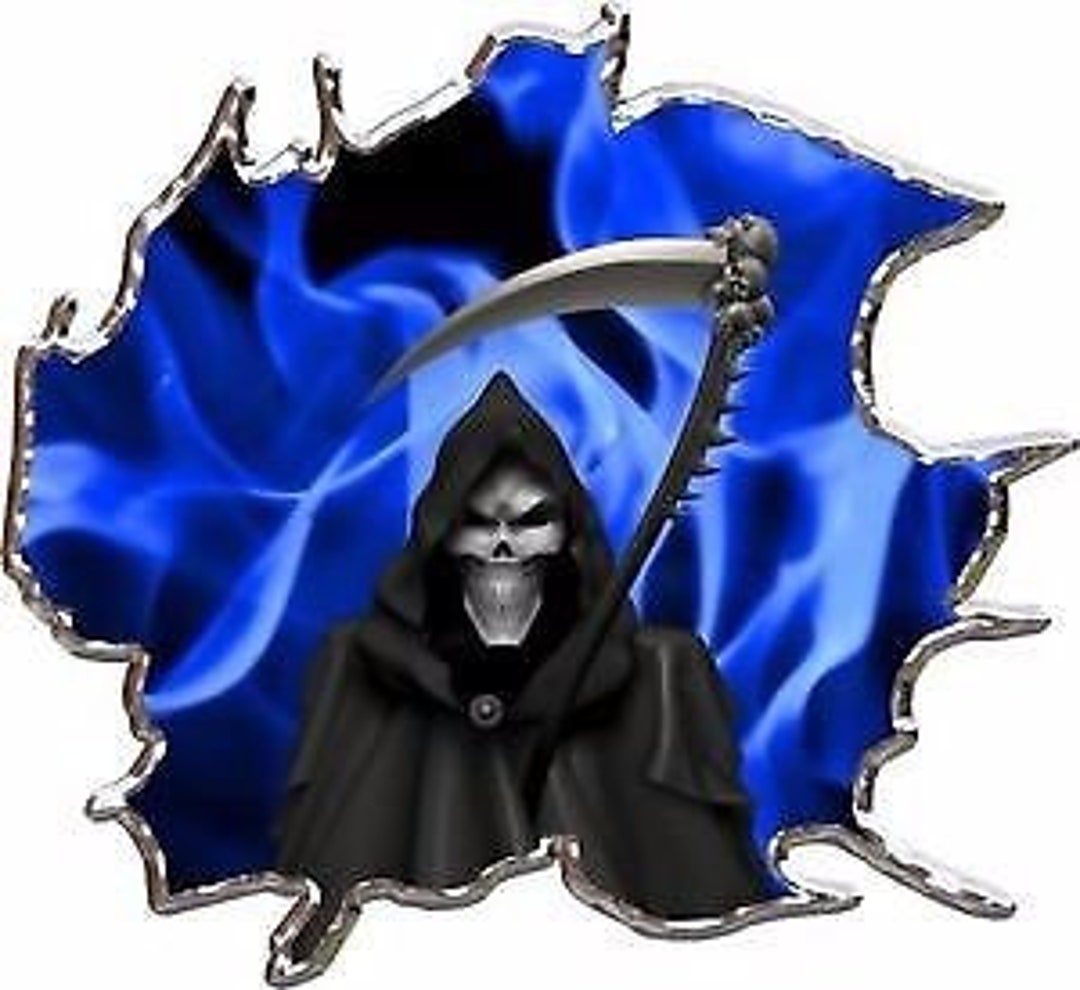 Blue Flame Grim Reaper Race Car Go Kart Golf Cart Motorcycle Hood ...