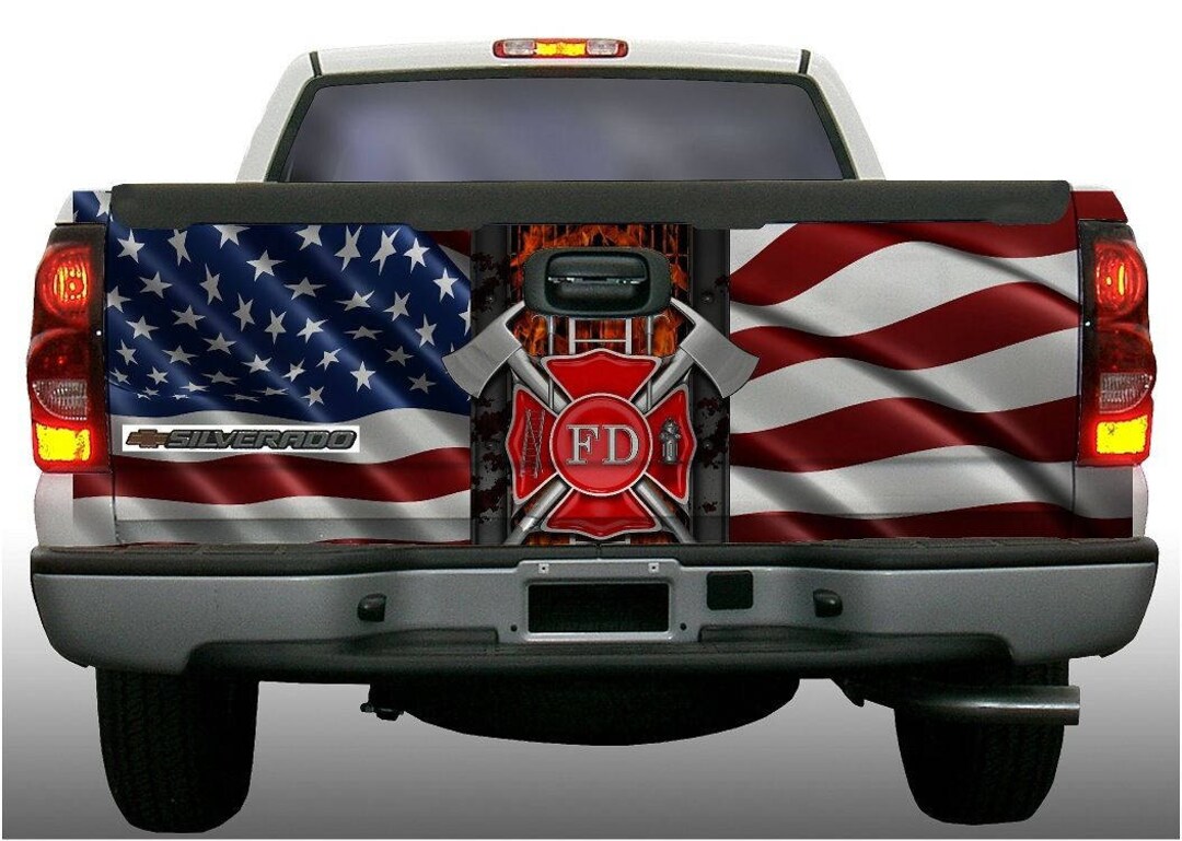 American Flag Firefighter Crest Tailgate Wrap Vinyl Graphic Decal - Etsy